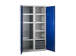 4031068146689 - Umweltschrank ohne Türlochung HxBxT 1800 x 1000 x 500 mm 7 Wannenböden lichtgrau   enzianblau