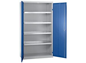 4031068146573 - Umweltschrank ohne Türlochung HxBxT 1800 x 1000 x 500 mm 4 Wannenböden lichtgrau   enzianblau