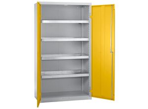 4031068146566 - Umweltschrank ohne Türlochung HxBxT 1800 x 1000 x 500 mm 4 Wannenböden lichtgrau   signalgelb