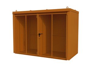 4052462059955 - eurokraft pro Gasflaschencontainer mit Trennwand feuerbeständig für 60 Flaschen mit Ø 230 mm orange