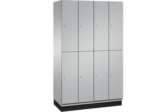 4059369696269 - CAMBIO Fächerschrank mit Garderobenstange 8 Fächer Korpus weißaluminium   Tür weißaluminium