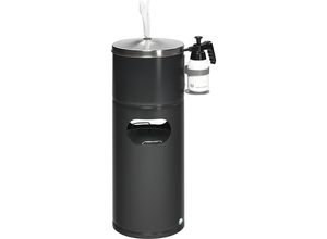 4030695020119 - VAR Reinigungsstation mit Papierspender und Flaschenhalter Stahlblech schwarzgrau
