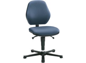 4016849180106 - Arbeitsdrehstuhl für Werkstatt Labor Oberfläche Kunstleder blau Gleiter Sitz Höhe 470-610 mm