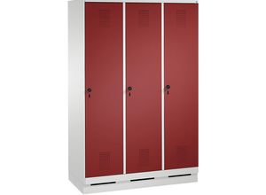 4059096077331 - Garderobenschrank Sockel 3 Abteile AbtB 400 mm Drehriegel BxTxH 1200x500x1800 mm ral 7035 3003