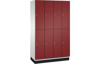 4059369696726 - CAMBIO Fächerschrank mit Garderobenstange 8 Fächer Korpus lichtgrau   Tür rubinrot