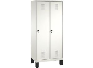 4059096715004 - EVOLO Garderobenschrank mit Füßen 2 Abteile Abteilbreite 400 mm verkehrsweiß   verkehrsweiß