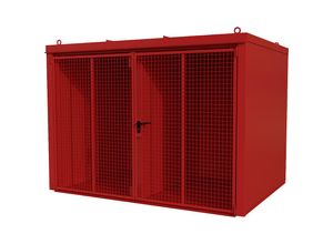 4052462060081 - eurokraft pro Gasflaschencontainer mit Trennwand feuerbeständig für 96 Flaschen mit Ø 230 mm rot