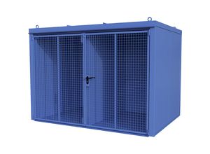 4052462060098 - eurokraft pro Gasflaschencontainer mit Trennwand feuerbeständig für 96 Flaschen mit Ø 230 mm blau