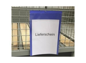 4004165004008 - Beschriftungstaschen mit Aufhängelochung Hochformat DIN A4 mit Schutzklappe blau VE 50 Stk ab 2 VE kaiserkraft