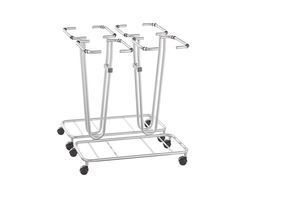 4050828081244 - Wertstoff-Müllsackständer ohne Deckel für Volumen 4 x 70 l Fahrgestell Stahlrohr pulverbeschichtet kaiserkraft