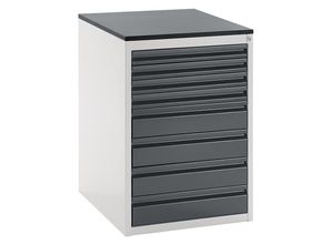 4040376927224 - Schubladenschrank mit Teleskopführungen Höhe 820 mm Schubladen 4 x 60 4 x 120 mm lichtgrau   anthrazit-metallic Breite 580 mm