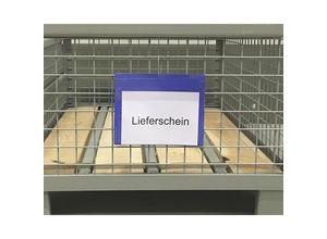 4004165000352 - Beschriftungstaschen mit Aufhängelochung Querformat DIN A5 mit Schutzklappe blau VE 50 Stk ab 2 VE kaiserkraft