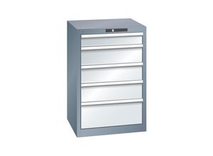 7612269044140 - LISTA Schubladenschrank 5 Schubladen BxTxH 564 x 572 x 850 mm grau metallic   lichtgrau