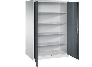 4069361437630 - Werkstatt-Flügeltürschrank HxBxT 1950 x 1200 x 400 mm lichtgrau   anthrazitgrau C+P