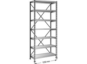 4260035219396 - Steckregal verzinkt 7 Böden Höhe 2640 mm Bodenbreite 1200 mm Tiefe 300 mm Grundregal