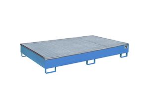 4061753235039 - eurokraft pro Regal-Bodenwanne mit PE-Einsatz mit Rost 1000 l LxBxH 2165 x 1315 x 510 mm blau ab 3 Stk