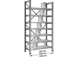 4260035210102 - Ordner- und Archiv-Steckregal verzinkt Höhe 2640 mm einseitig Boden-BxT 800 x 300 mm Grundfeld kaiserkraft