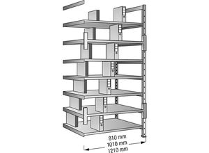 4260035210706 - Ordner- und Archiv-Steckregal verzinkt Höhe 2640 mm doppelseitig Boden-BxT 800 x 600 mm Anbaufeld kaiserkraft