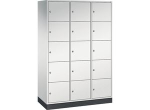 4025314715538 - INTRO Stahl-Schließfachschrank Fachhöhe 345 mm BxT 1220 x 500 mm 15 Fächer Korpus lichtgrau Türen lichtgrau