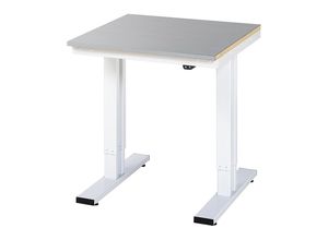 4040376416261 - Rau Werktisch Adlatus elektrisch höhenverstellbar 25 mm MDF-Platte mit Edelstahlbelag bis 300 kg B 750 x T 800 x H 720-1120 mm silber lichtgrau