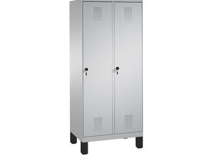 4059096736290 - EVOLO Garderobenschrank mit Füßen 2 Abteile Abteilbreite 400 mm weißaluminium   weißaluminium