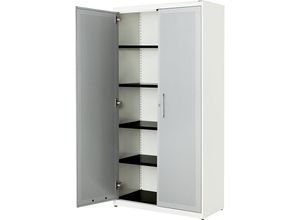 4250633331279 - mauser Flügeltürenschrank akustisch wirksam HxBxT 1956 x 1000 x 432 mm 4 Fachböden reinweiß   weißaluminium