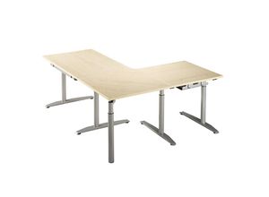 4260267323618 - fm fastline höhenverstellbarer Schreibtisch akazie rechteckig 4-Fuß-Gestell silber 1200 x 800 cm