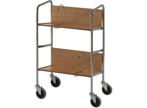 7330726308405 - Aktenordnerwagen verchromt 2 Etagen LxBxH 550 x 340 x 840 mm Buche-Dekor ab 5 Stk