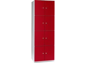 4250618228716 - Fächerschrank 8 Fächer 1800 x 600 x 500 mm Türen feuerrot