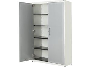 4250633331378 - mauser Flügeltürenschrank akustisch wirksam HxBxT 1956 x 1200 x 432 mm 4 Fachböden reinweiß   weißaluminium