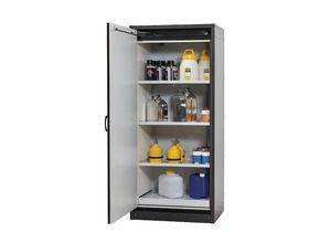 4054923226661 - asecos Feuerbeständiger Gefahrstoffschrank FM UL ULC Typ 30 1-türig Breite 864 mm grau grau