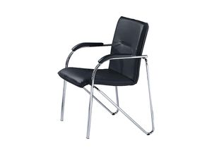 5901747574722 - Stapelsessel mit Bezug in Lederoptik Gestell verchromt VE 2 Stk Polsterfarbe Schwarz kaiserkraft