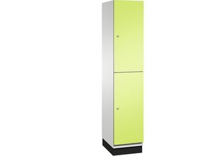 4059369453084 - CAMBIO Fächerschrank mit Garderobenstange 2 Fächer Korpus lichtgrau   Tür viridingrün Breite 400 mm