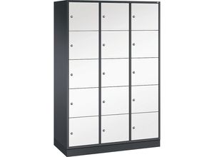 4062084596035 - 5er-Schließfachschrank Intro 3 Abteile schwarzgrau   reinweiß BxT 1220 x 500 mm