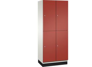 4059369453794 - CAMBIO Fächerschrank mit Garderobenstange 4 Fächer Korpus reinweiß   Tür feuerrot Breite 800 mm