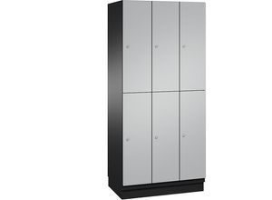 4059369694944 - CAMBIO Fächerschrank mit Garderobenstange 6 Fächer Korpus schwarzgrau   Tür weißaluminium Breite 900 mm