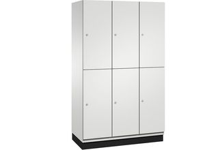 4059369446833 - CAMBIO Fächerschrank mit Garderobenstange 6 Fächer Korpus lichtgrau   Tür lichtgrau Breite 1200 mm