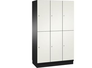 4059369446871 - CAMBIO Fächerschrank mit Garderobenstange 6 Fächer Korpus schwarzgrau   Tür reinweiß Breite 1200 mm