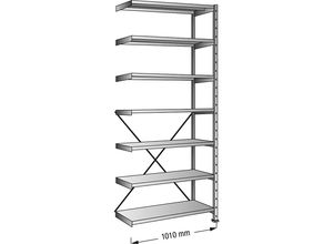 4260035219372 - Steckregal verzinkt 7 Böden Höhe 2640 mm Bodenbreite 1000 mm Tiefe 1000 mm Anbauregal