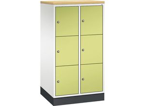 4061261150718 - INTRO Stahl-Schließfachschrank Fachhöhe 345 mm BxT 620 x 500 mm 6 Fächer Korpus reinweiß Türen viridingrün