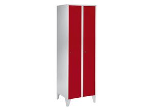 4250618204857 - Garderobenschrank mit Füßen HxBxT 1850 x 600 x 500 mm 2 Abteile feuerrot