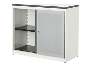 4250633331644 - mauser Schiebetürenschrank akustisch wirksam Kunststoffplatte HxBxT 830 x 1000 x 432 mm 1 Fachboden reinweiß   weißaluminium   weiß