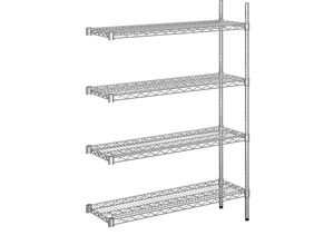 4260285071164 - Stahldraht-Gitterregal verchromt Fachlast 250 kg BxT 910 x 360 mm Anbauregal Höhe 1370 mm 4 Fachböden kaiserkraft
