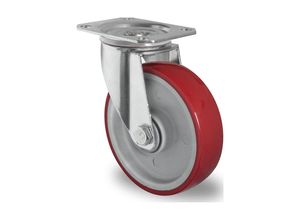 4260475213848 - eurokraft basic PU-Reifen rot auf Polyamidfelge Rad-Ø x Breite 200 x 46 mm ab 2 Stk Lenkrolle