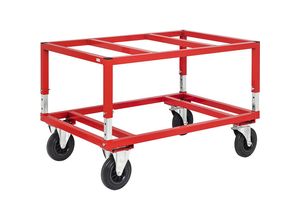 7350050352585 - Palettenwagen KM222 800x1200x655mm (BxLxH) bis 800kg belastbar 2 Bockrollen 2 Lenkrollen rot 7350050352585 Kongamek