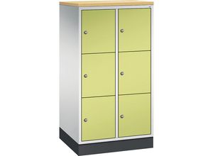 4061261149491 - INTRO Stahl-Schließfachschrank Fachhöhe 345 mm BxT 620 x 500 mm 6 Fächer Korpus lichtgrau Türen viridingrün