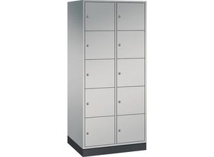 4061261151593 - INTRO Stahl-Schließfachschrank Fachhöhe 345 mm BxT 820 x 600 mm 10 Fächer Korpus weißaluminium Türen weißaluminium