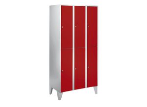 4250618205892 - Garderobenschrank mit Füßen HxBxT 1850 x 900 x 500 mm 6 Fächer feuerrot