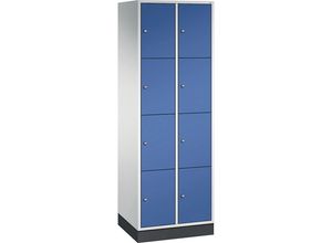 4025314699159 - INTRO Stahl-Schließfachschrank Fachhöhe 435 mm BxT 620 x 500 mm 8 Fächer Korpus lichtgrau Türen enzianblau