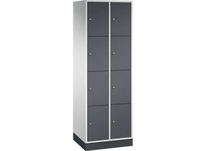 4025314699692 - INTRO Stahl-Schließfachschrank Fachhöhe 435 mm BxT 620 x 500 mm 8 Fächer Korpus lichtgrau Türen schwarzgrau